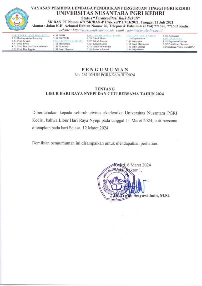 LIBUR HARI RAYA NYEPI DAN CUTI BERSAMA TAHUN 2024 – LPPM