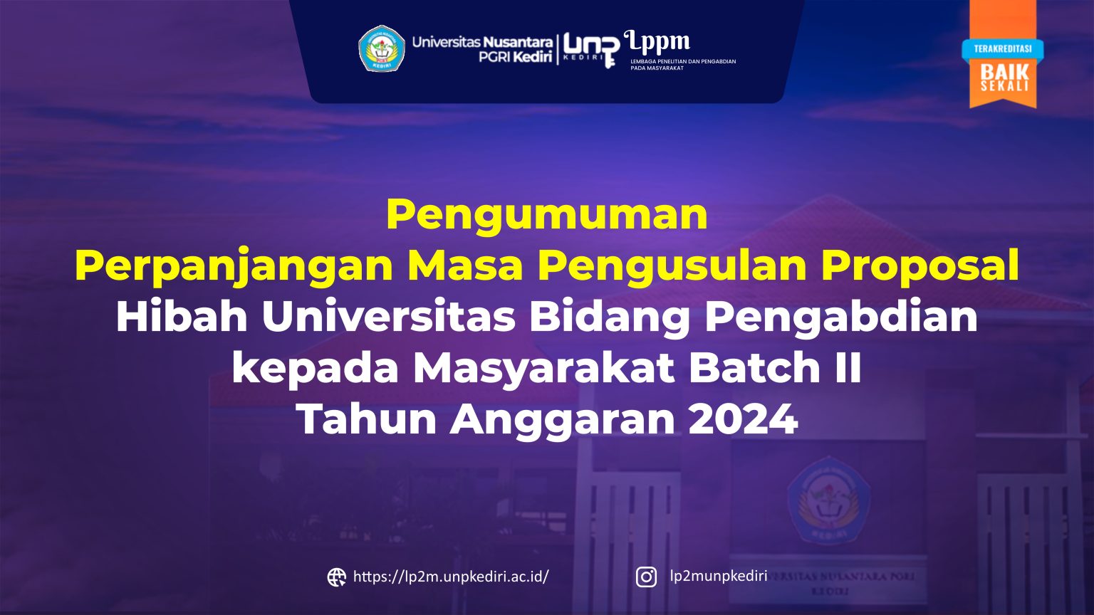 Pengumuman Perpanjangan Masa Pengusulan Proposal Pengabdian kepada Masyarakat Batch II Tahun ...